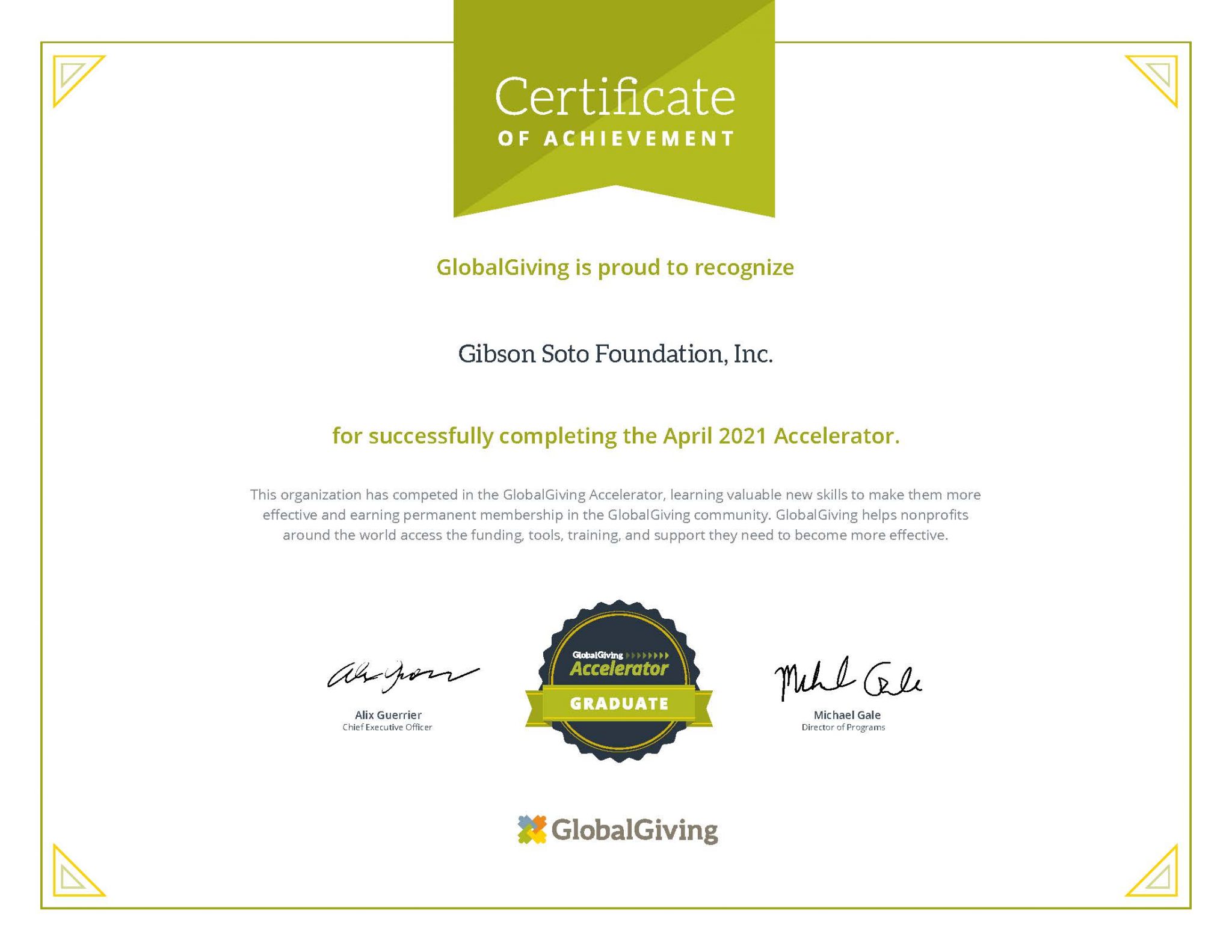 Gibson Soto Foundation is now recognized as partners of #GlobalGiving ...