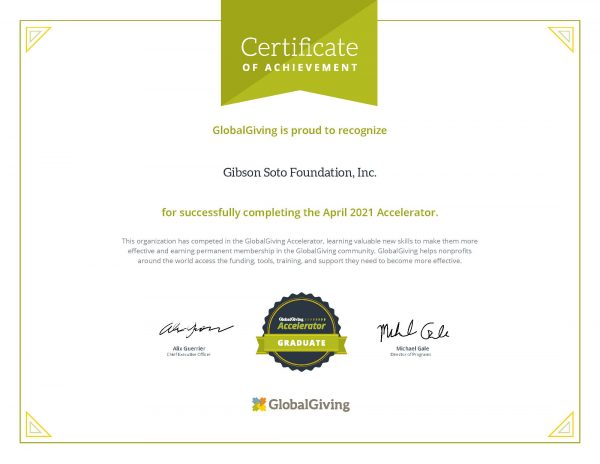 Gibson Soto Foundation is now recognized as partners of #GlobalGiving ...